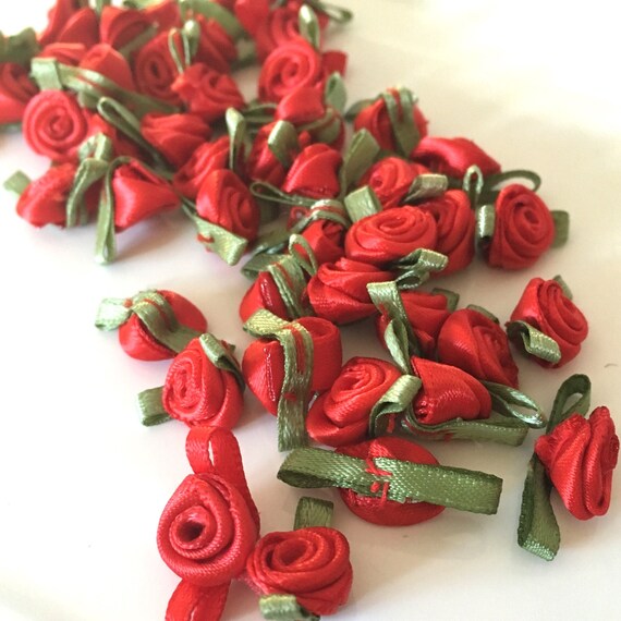 20 red ribbon roses satin ribbon roses red satin roses sew