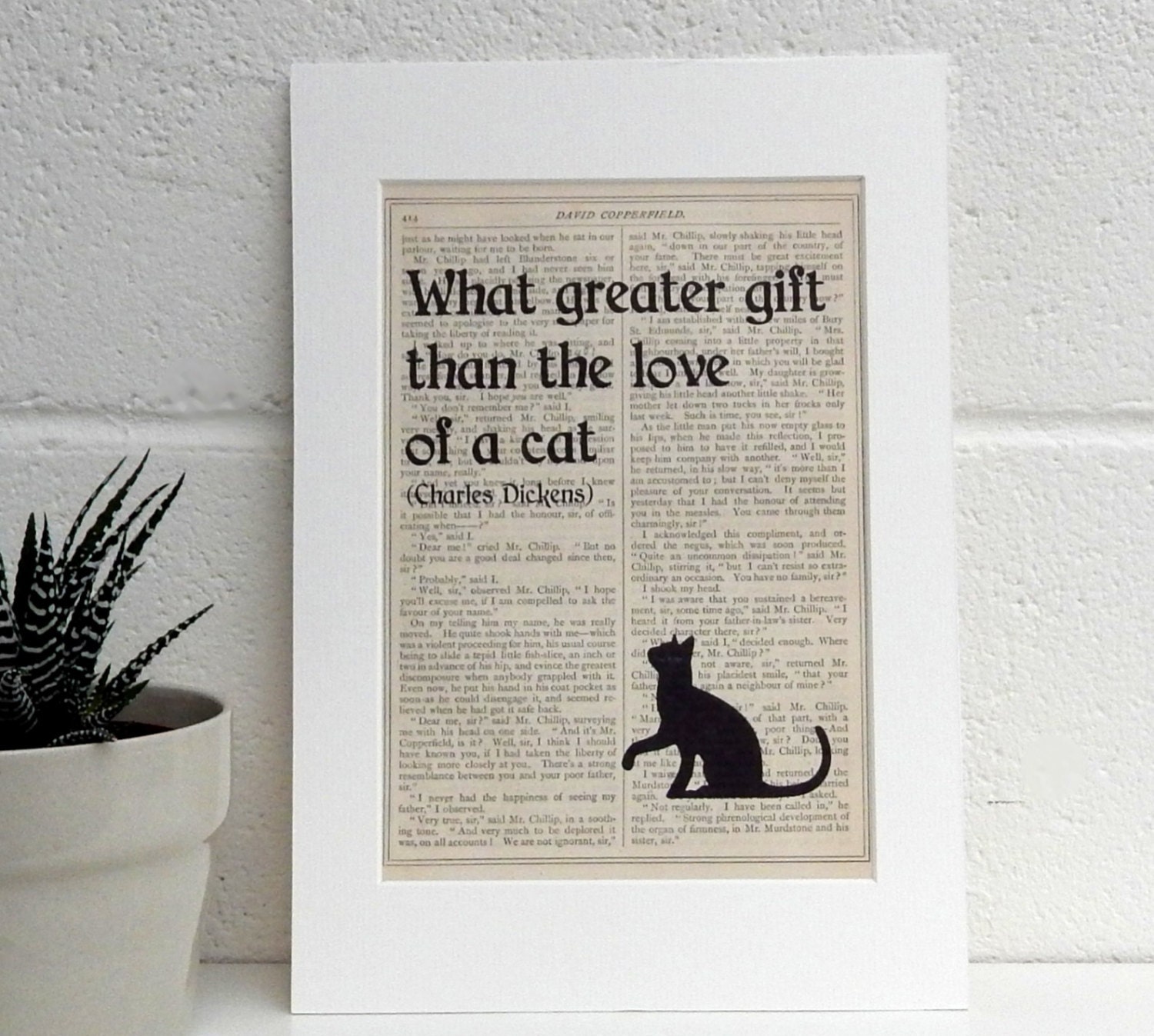 Antique Book Page Quote Print Charles Dickens Quote David