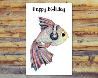 Happy birthday fish | Etsy