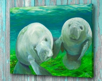 Manatee art | Etsy