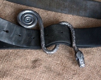 Forged Belt Buckle Hand Hammered Iron Steel Medieval