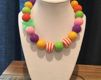 Bright pink necklace | Etsy