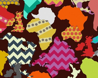 World map fabric | Etsy