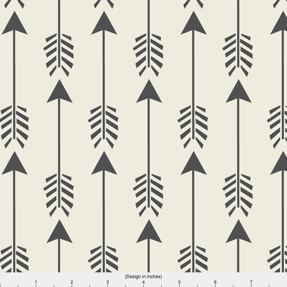 Modern Arrows Fabric Cream Dark Gray Tribal By