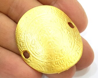 Gold Pendant Gold Plated Patterned Pendant with two by AZsupplies