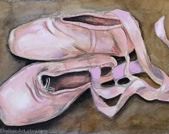 Pointe shoe art | Etsy