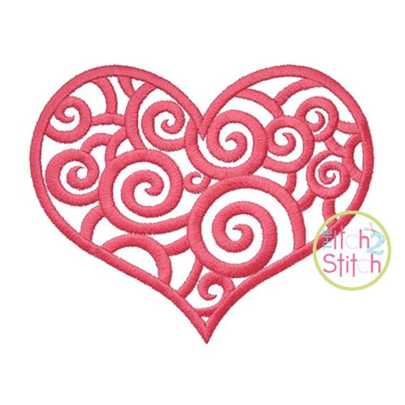 Scroll Heart Embroidery Design For Machine Embroidery