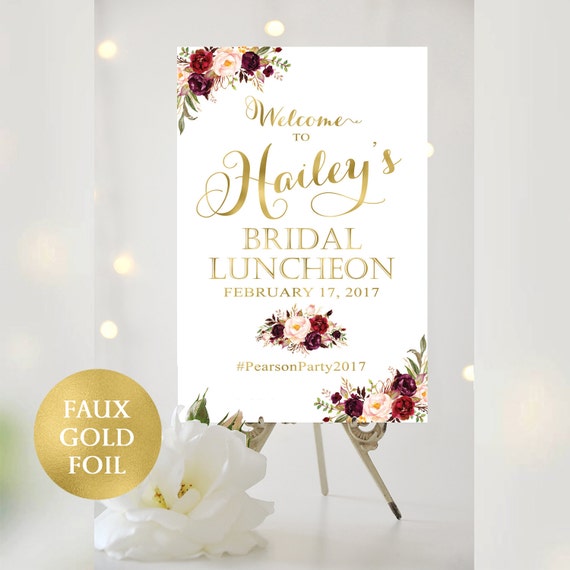 Welcome to Bridal Luncheon Sign Vintage Faux Gold Foil
