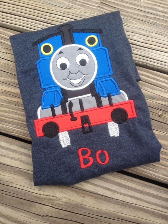 Items similar to Thomas the TRAIN birthday Monogram Applique SHIRT ...