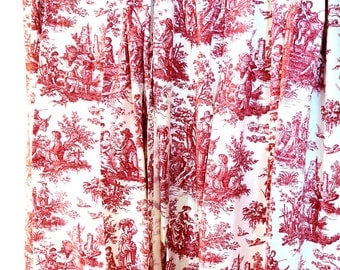 Red toile curtains | Etsy