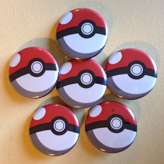 Pokemon Pokeball pin back buttons 1.25 set of 6