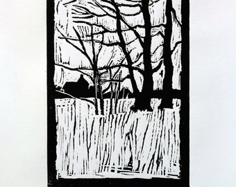 Black ink landscape | Etsy