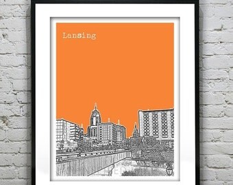 Lansing skyline | Etsy