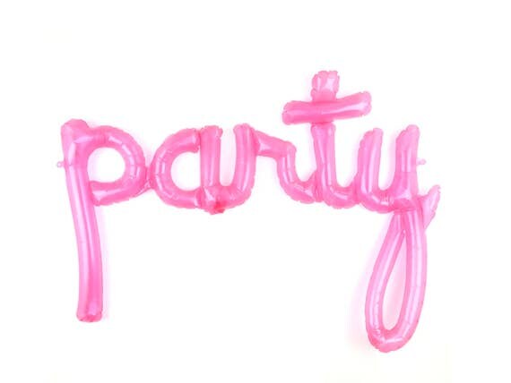 40 Inch translucent Pink PARTY Word Balloons Mylar Balloon