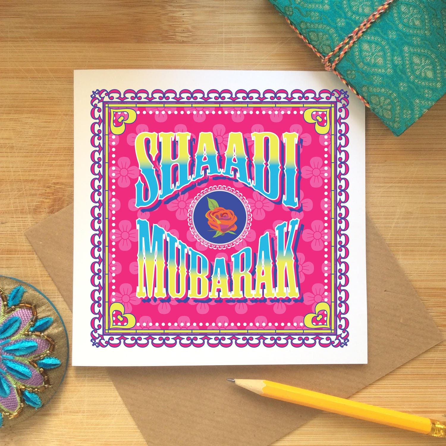 Indian Wedding Congratulations Card Shaadi Mubarak Bride