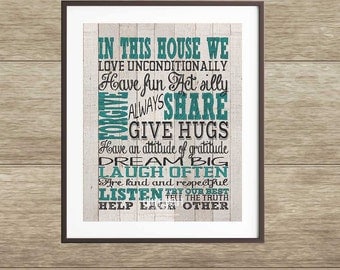 In this house we do real... PRINTABLE Wall Art / House Rules