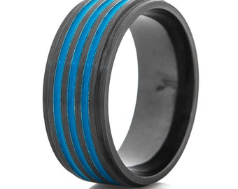 Thin blue line ring | Etsy