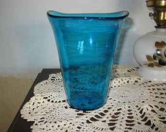 Blenko blue vase | Etsy