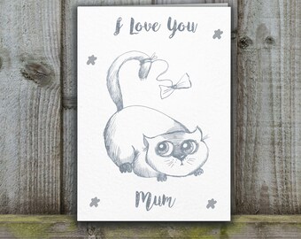 Mothers day cat card | Etsy