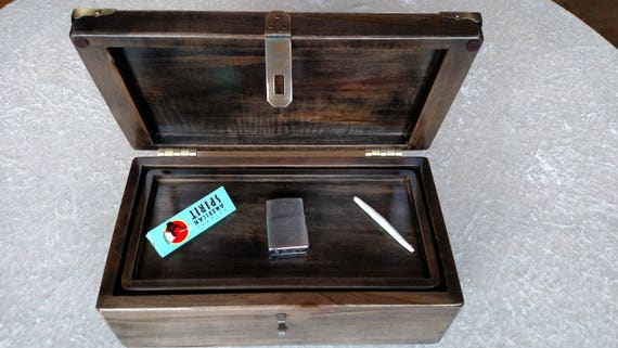 Stash Box and Rolling Tray combo wood box with lid pipe box