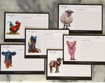 Farm animals cards | Etsy