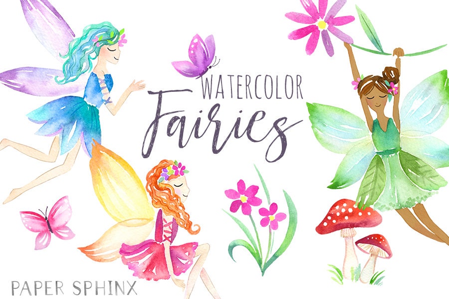 Watercolor Fairies Clipart Flower Fairy ClipArt Fantasy