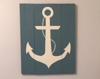 Items similar to Painted Wooden Anchor - Freestanding - 15cm on Etsy