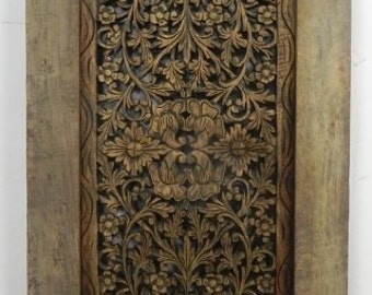 Carved wood panel | Etsy