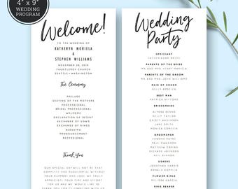 Printable Wedding Programs EDITABLE Template DIY Instant