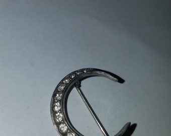 Silver moon brooch | Etsy