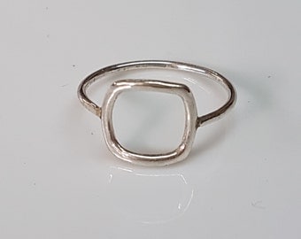 Open square ring sterling silver geometric ring dainty