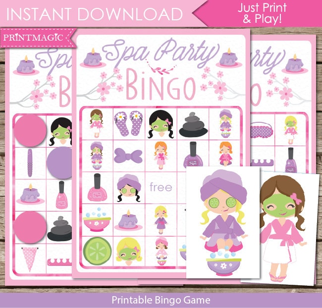 Spa Party Bingo Printable Party Game Spa Birthday Party Game