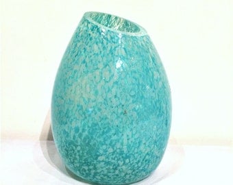 Turquoise glass vase | Etsy