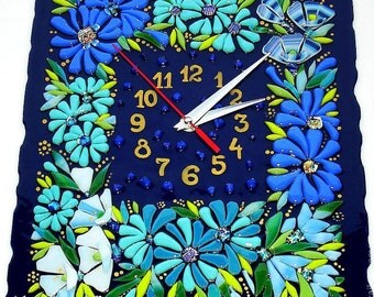 Glass wall clock | Etsy