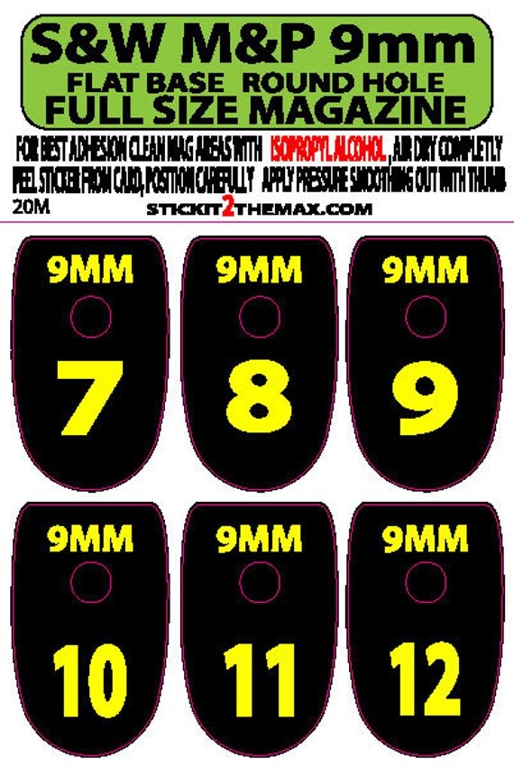 CALIBER and NUMBER base plate stickers