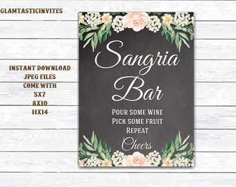 Gold Confetti Sangria Bar Sign Bridal Shower Sangria Glitter