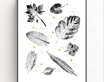 Leaf Art Print Minimalist Nature Art Black And White Art