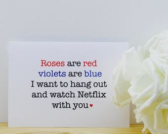Items similar to Valentines Day Card | Roses Are Red Funny Poem | Hand ...