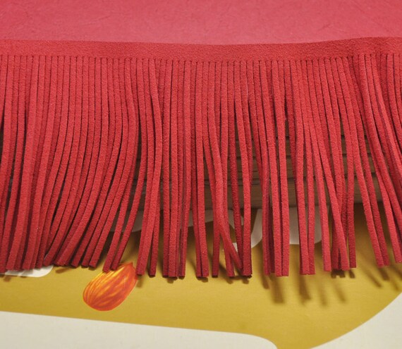 1 yard Red Leather Fringe Trim78mm Width Faux Suede Fringe