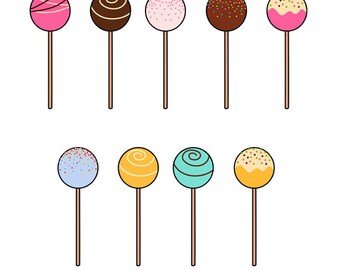 Cake pop clipart | Etsy