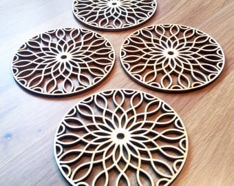 Laser cut coaster | Etsy