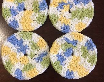 Items similar to Organic Cotton Face Scrubbies in Holder - Almond ...