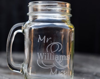 Engraved mason jar | Etsy