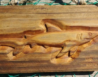 Shark wood carving | Etsy