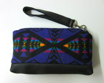 Pendleton Wool Clutch Purse Wrist Bag Camel Rust