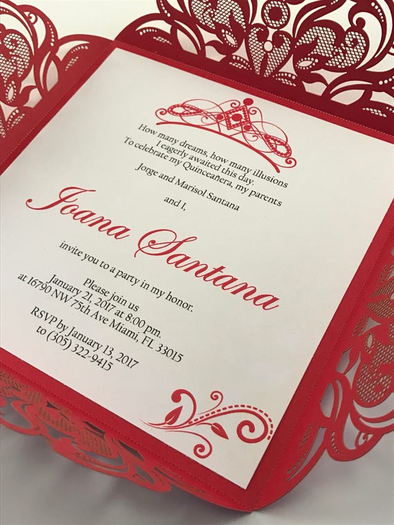 Quinceanera Invite Tiara Invitation Spanish Invitation 