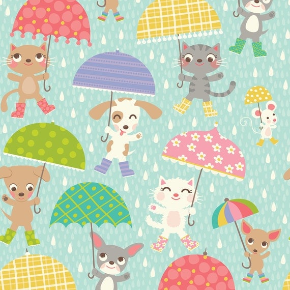 Raining Cats and Dogs Fabric Umbrellas By Laura_Mayes