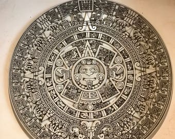Items similar to Laser engraved Aztec Calendar cutting or serving board ...