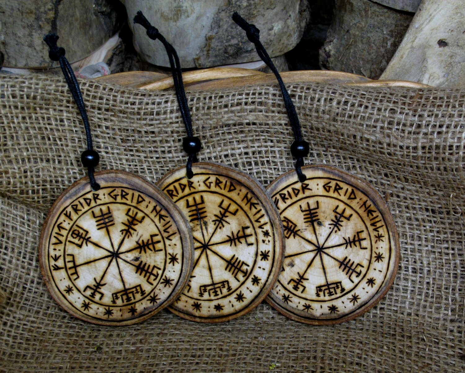 Viking Compass Vegvisir Rustic Plaque. Norse Asatru