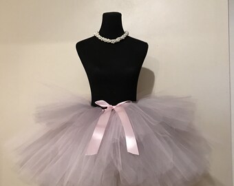Light Pink Adult Tutu w/gold glitter ribbon Maternity Tutu